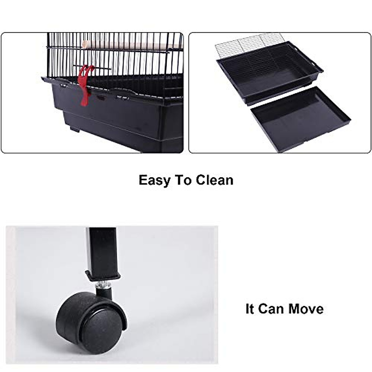 YJJT Bird House Pole Birdcages Bird Cages for Parakeets - Bird Carrier Box with Stand - Breeding Nest Perch Habitat, Slide-Out Tray, Easy to Move, for Lovebirds, Parrotlets, Swallows, 59 Inches