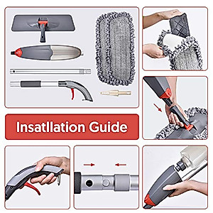 Spray Mop for Floor Cleaning, Domi-patrol Microfiber Floor Mop Dry Wet Mop Spray with 3 Washable Mop Pads & 635ML Refillable Bottle, Dust Cleaning Mop for Hardwood Laminate Tile Floors, Gray