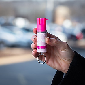 SABRE Pepper Spray With Key Ring, 25 Bursts, 10-Foot (3-Meters) Range, UV Marking Dye, Twist Lock Safety, Supports The National Breast Cancer Foundation (NBCF), Pink