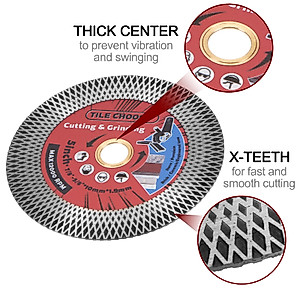 HARFINGTON Diamond Porcelain Tile Saw Blade, 5" (125mm) Super Thin Diamond Cutting Disc with Arbor 5/8" for Cutting and Grinding Ceramic Tiles,Porcelain,Marble