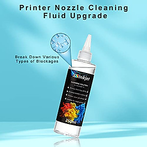 Osinkjet 250ml Printhead Cleaning Kit for Epson HP Canon Brother 8600 8610 8620 ET-2760 WF-7720 WF-3640 WF-7620 WF-2750 WF-2650 ET-2650 C88 Liquid Printers Nozzle