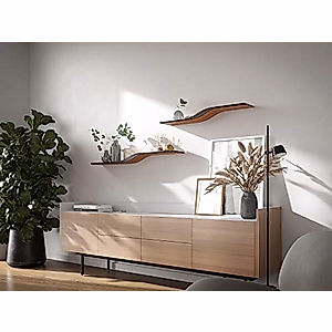 Floating Shelves with Hidden Mount, Wall Shelf with White Decor, Modern Furniture Made of Natural Wood, Geometric Wooden Shelf Office Bookshelves Bathroom Storage Bedroom (Cherry, 120cm (47.2 inch))