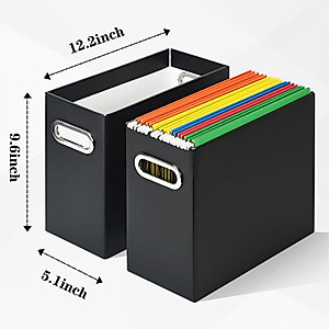Tunnkit File Organizer, Cardboard File Box for Letter Size Hanging File Folder Storage, Collapsible Hanging File Organizer with Handles for Office/Home/School, Black, 8 Packs