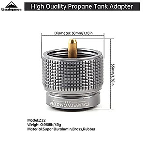 CAMPINGMOON Small Propane to Butane Adapter, Input: 16oz/1Lb small Propane Canister, Output: EN417 Lindal Valve Z22 (Silver)