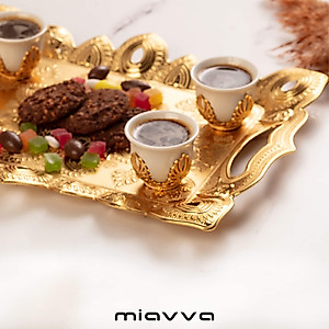 Serving Tray, Vintage Serving Metal Tray for 6 People (Premium Gold)