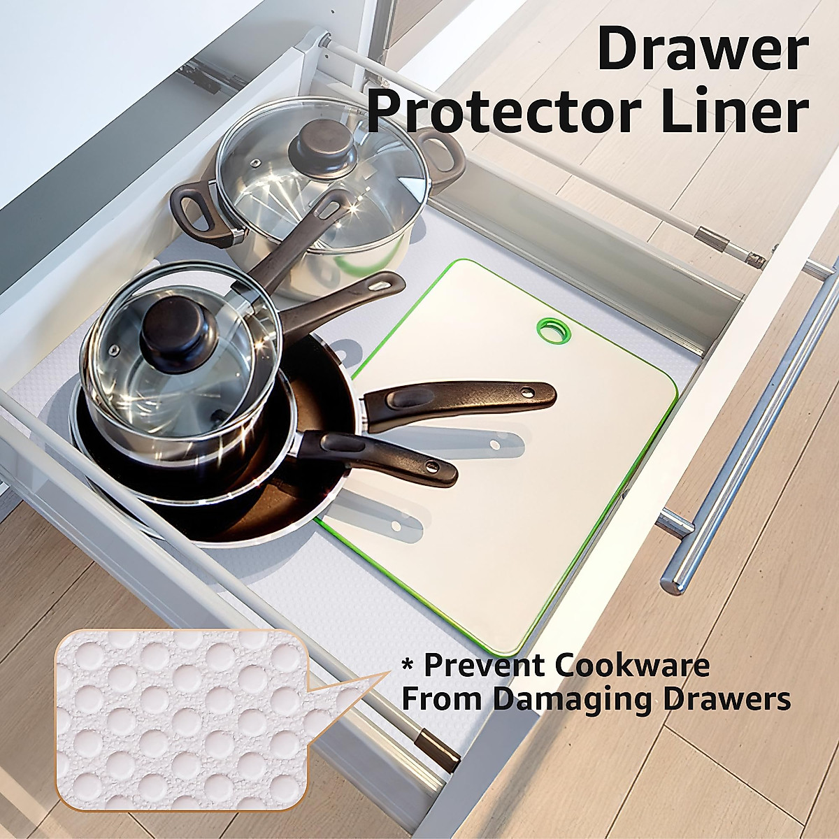 Shelf Liner Drawer Liner White, Waterproof Kitchen Cabinet Liner, 12 x 338 Inch Roll, Non-Slip, Easy to Cut, Washable Pantry Shelves Liners