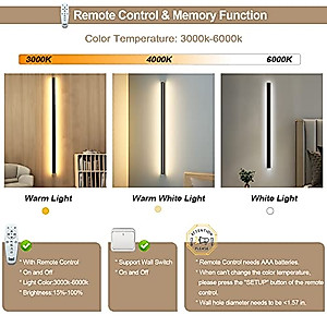 Levxhotty 2 Pcs 59 inch Modern Outdoor Wall Light,3000K-6000K Dimmable Outdoor Wall Sconce,Long Wall Llight with Remote Control,Exterior Linear Wall Lighting IP65 Waterproof for Garage House