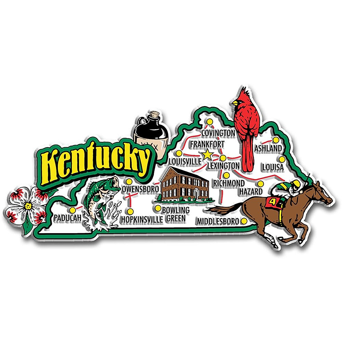 Kentucky Jumbo State Magnet by Classic Magnets, 5.1" x 2.8", Collectible Souvenirs Made in The USA