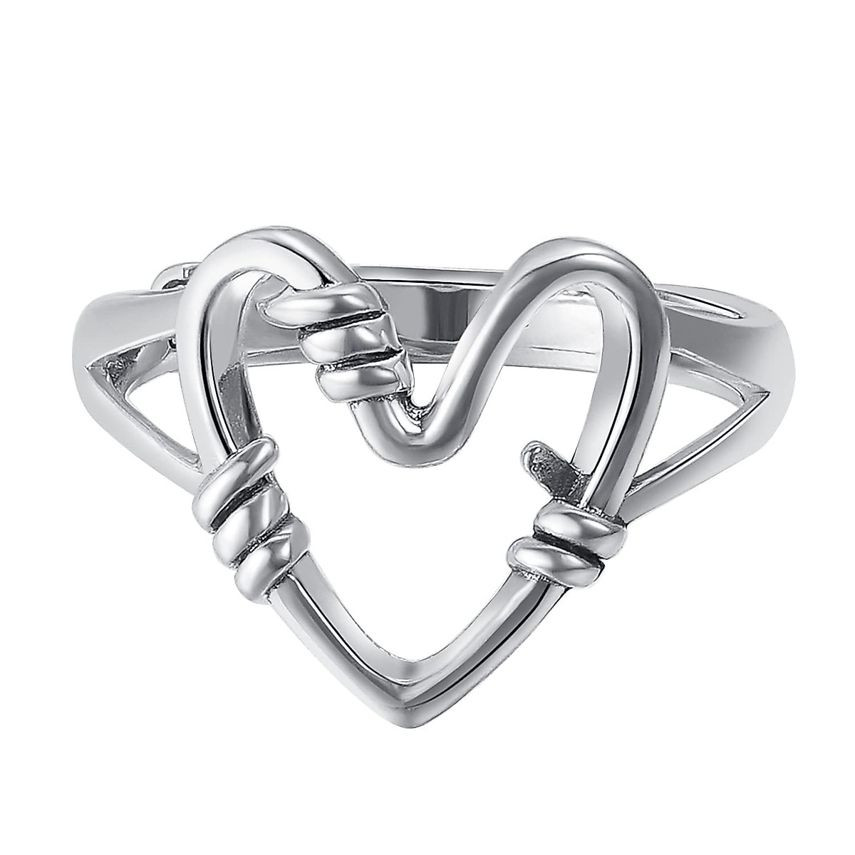 LOVECOM 925 Sterling Silver Love Heart Rings For Women Retro Twisted Finger Stacking Ring Band Open Adjustable Promise Ring Jewelry Birthday Farthers Day Gifts from Daughter son