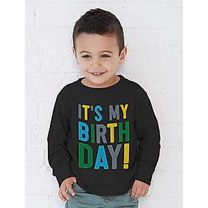 It's My Birthday Toddler Kids Shirt Gifts for Girls Boys 2nd 3rd 4th 5th Bday Toddlers Long Sleeve T-Shirt 3T Black