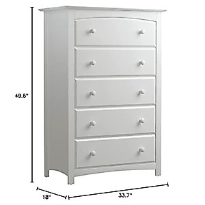 Storkcraft Kenton 5 Drawer Dresser (White) – Dresser for Kids Bedroom, Nursery Dresser Organizer, Chest of Drawers for Bedroom with 5 Drawers, Universal Design for Children’s Bedroom