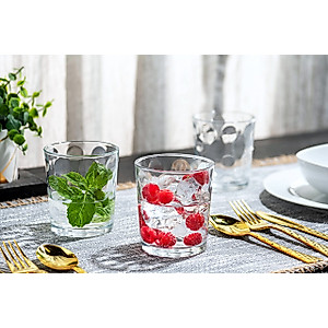 Set of 12 Elegant Everyday Stackable Drinking Glasses - Includes 4-17oz Highball Tumbler Glassware, 4-13oz DOF Rock Glasses, 4-7oz Juice Glasses for Mixed Drinks, Water, Beer, Wine.