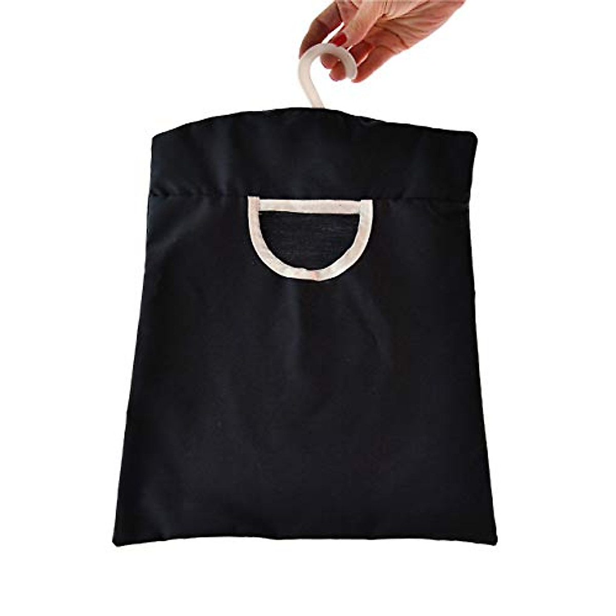 HOME-X Cat-Shaped Bag Clips for Chips, Kitchen and Laundry, 1.75”L x 1.5” W, Set of 6 and Canvas Clothespin Storage Bag with an Easy to Use Opening-11 x14-Black