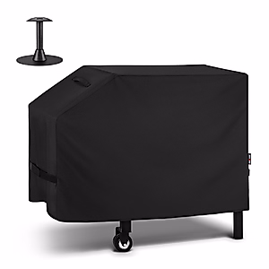 Unicook 28 Inch Griddle Cover for Blackstone and Nexgrill Cooking Station, Heavy Duty Waterproof Flat Top BBQ Grill Cover with Sealed Seam, Includes Support Pole, Black