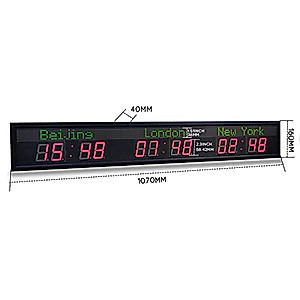 THINKHONGHAO Zhong Xiaoxiao Brand LED red and Green Digital Electronic 3 City World Clock Summer Digital World Clock displays time Brightness at Different Times