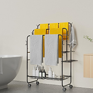 JANE EYRE Freestanding Towel Rack - 40'Standing Pool Towel Rack Outdoor, Towel Drying Rack for Bathroom 3-Tier Towel Rack Stand (Towel-S)