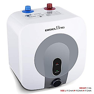 110V-120V 1.5Kw Electric Tank Hot 2.5 Gallon Water Heater Storage，Small Under Sink Counter RV TR Endless Trailer Kitchen Compact Point-of-Use,1 PCs 16” Long 1/2”FIP Stainless Steel Water Hoses 9.5L