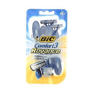BIC Comfort 3 Advance Men's 3-Blade Disposable Razor, 4 Count(Pack of 2)