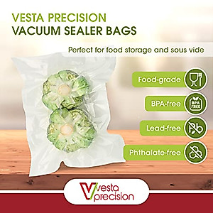 Vesta Precision Vacuum Seal Pouches - Clear and Embossed Vacuum Sealer Bags with Zipper and Valve - Great for Food Storage and Sous Vide - 8 x 12 inches - 15 Vacuum Seal Bags Per Box