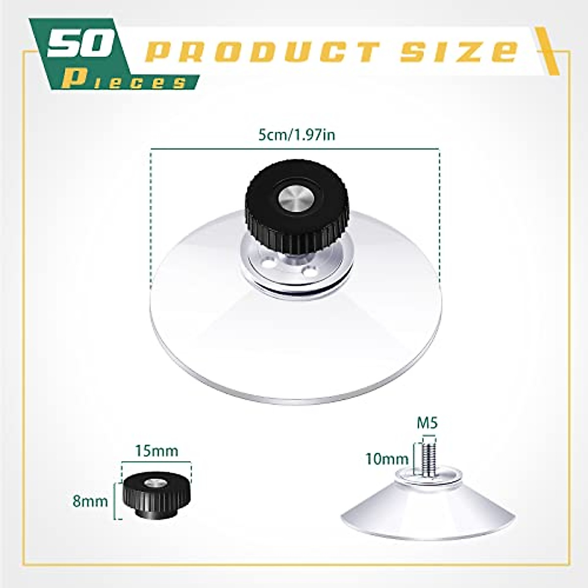 Perthlin 30 Pcs Suction Cup Plastic Suction Pads 50 mm/ 1.97 Inch Clear PVC Sucker Pads Strong Adhesive Suction Holder with Black Screw Nut for Car Shade Cloth Glass Bathroom Wall Door Glass Window