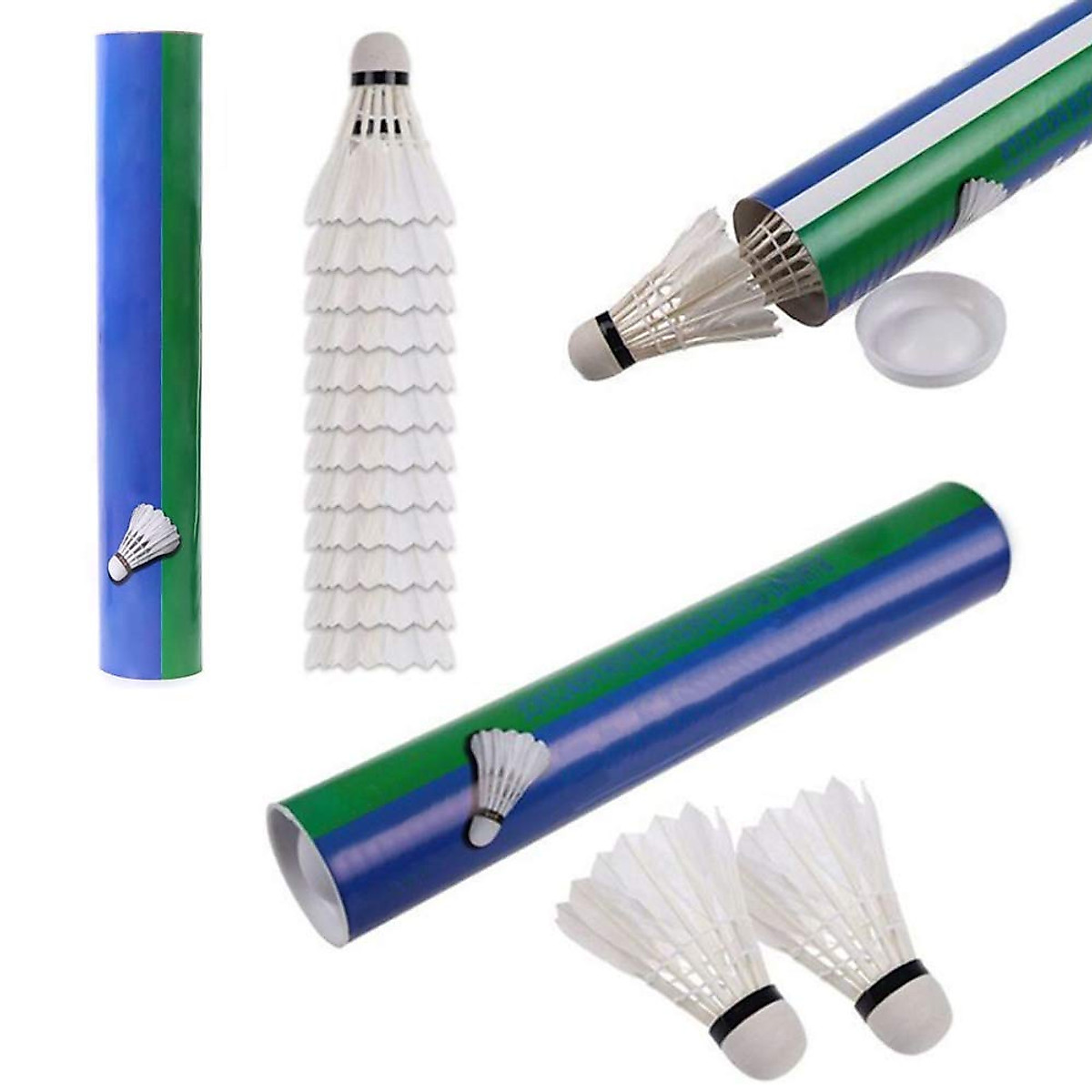 Alapaste 12-Pack Badminton Shuttlecocks Goose Feather Shuttlecocks Stable Durable Sports Training High Speed Badminton Birdies Balls,White