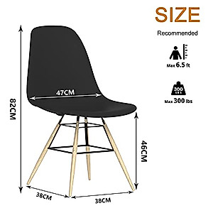 luckeu Mid Century Modern Dining Chair Set of 6, Lounge Side Chairs with Natural Beech Wood Legs, Pre Assembled Style DSW Chairs Plastic Shell Chair for Kitchen, Dining, Bedroom, Living Room