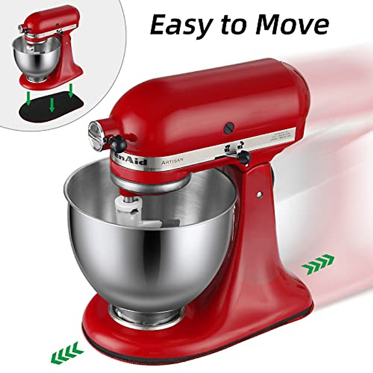 Stainless Steel Bowl for KitchenAid 4.5-5 Quart Tilt-Head Stand Mixers,Flex Edge Beater and Mixer Sliding Mat Compatible with KitchenAid 4.5-5 Quart Tilt-Head Stand Mixer