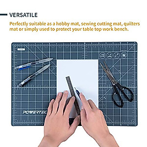 POWERTEC 61001 Cutting Mat with Grid, 12" x 18" x 3mm for Arts and Crafts Woodworking