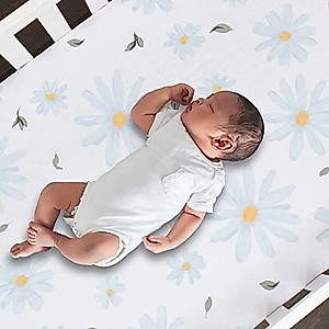 Lambs & Ivy Sweet Daisy Blue/White 3-Piece Floral Baby Crib Bedding Set