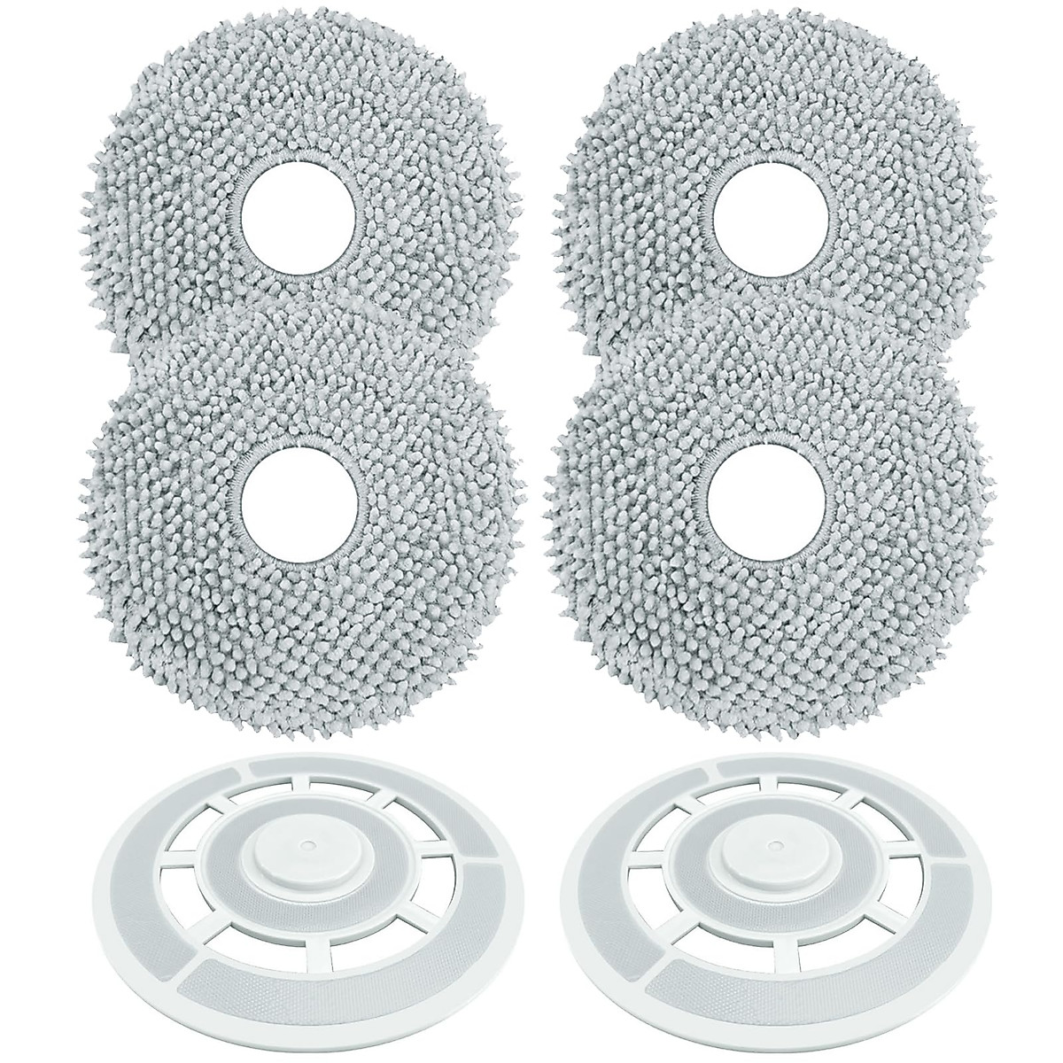 Mop Cloth Pad With Bracket Compatible for Roborock Q Revo/P10 Robotic Vacuum Cleaner Accessories Kit Replacement Parts, 4 Microfiber Mopping Pad+2 Mop Cloth Bracket