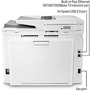 HP Color Laserjet Pro MFP M283cdw All-in-One Wireless Laser Printer - 50-Sheet ADF, Auto Duplex Printing - Remote Mobile Print Scan Copy Fax, 22ppm, 8.5x14, 600dpi, Ethernet, Cbmoun Printer_Cable