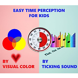 iLakia 60-Minutes Visual Timer, Kitchen Timer for Cooking, Classroom Timer for Kids (3.1" Big Screen), Mechanical Countdown Timer with Magnetic, Time Management Tool for Kids, Toddler, Autism, ADHD