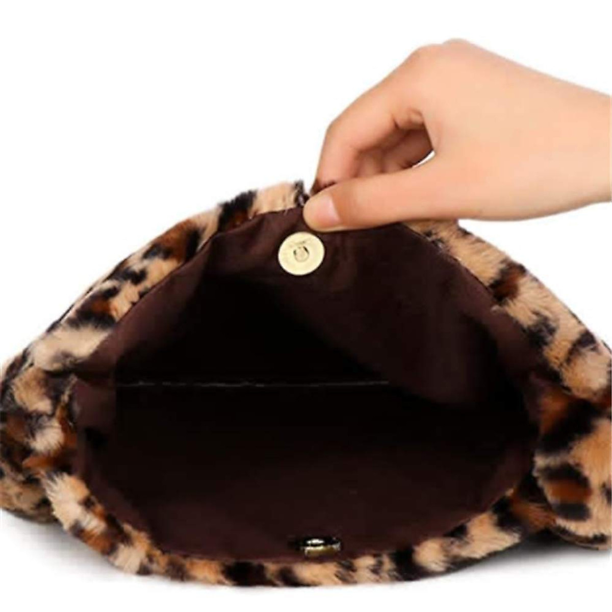 BABABA Plush bag women's bag new leopard single shoulder bag leisure large capacity wool straddle bag