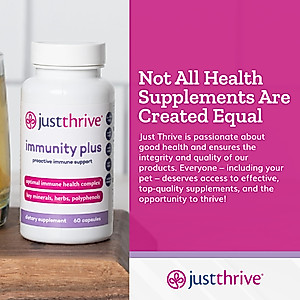 Just Thrive Immunity Plus - Vegan Gut Health and Immune Support Supplement for Kids and Adults, 60 Capsules