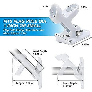 HOOPLE Flag Pole Holder for Outside House, Flag Holder, Flag Holders for Outside, Heavy Duty Flag Pole Mounting Bracket, Flag Bracket, Aluminum Rust Free Coated, Stainless Hardware 1" Diameter (White)