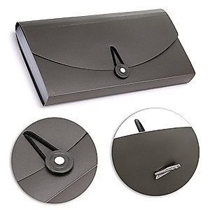 BTSKY Expanding File Folder -13 Pockets Small Accordion File Folder Expandable Card Ticket Holder File Storage Folder Check Bill File Folder Plastic Business Document Organizer Wallet Case New Grey)