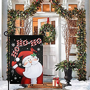 hogardeck Christmas Garden Flag, HO HO HO Santa Claus Polyester Outdoor Christmas Decorations, 12x18 Inch Vertical Double Sided Yard Flag, Cardinal Xmas Decor