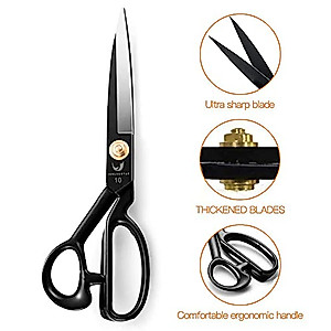Fabric Scissors 10 Inch Sewing Dressmaking Scissors Professional Razor Sharp for Tailoring Leather Raw Materials - Japan High Carbon Steel Tailor Shears(Right-Handed)