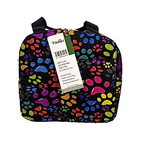 Colorful Dog Paw Print Insulated Neoprene Lunch Bag For Women, Men, Lunch Tote For Work