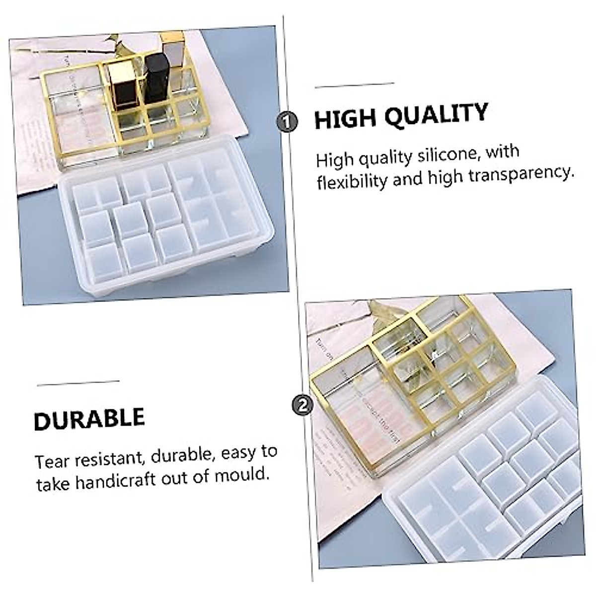 COHEALI Storage Box Mold Makeup Organizer Box Tray Mold Resin Tray Mold Handicraft DIY Silicone Box Epoxy Silicone Handicraft Mold Silicone DIY Molds Sturdy DIY Mold Silica Gel White