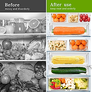 Yustuf 10-pack Stackable Refrigerator Organizer Bins with 6 Liners, Fridge Organizers and Storage Clear with Lids Plastic Fruit Vegetable Storage Containers with 5pcs Sealing Clips