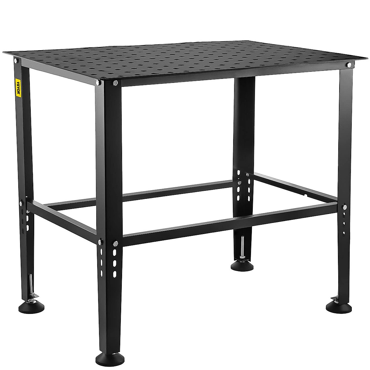 VEVOR Welding Table, 36" x 24" Adjustable Workbench, 0.12" Thick Industrial Workbench, 600lb Load Capacity Metal Workbench, Heavy Duty Carbon Steel Welding Table, Gray Steel Work Table w/Accessories