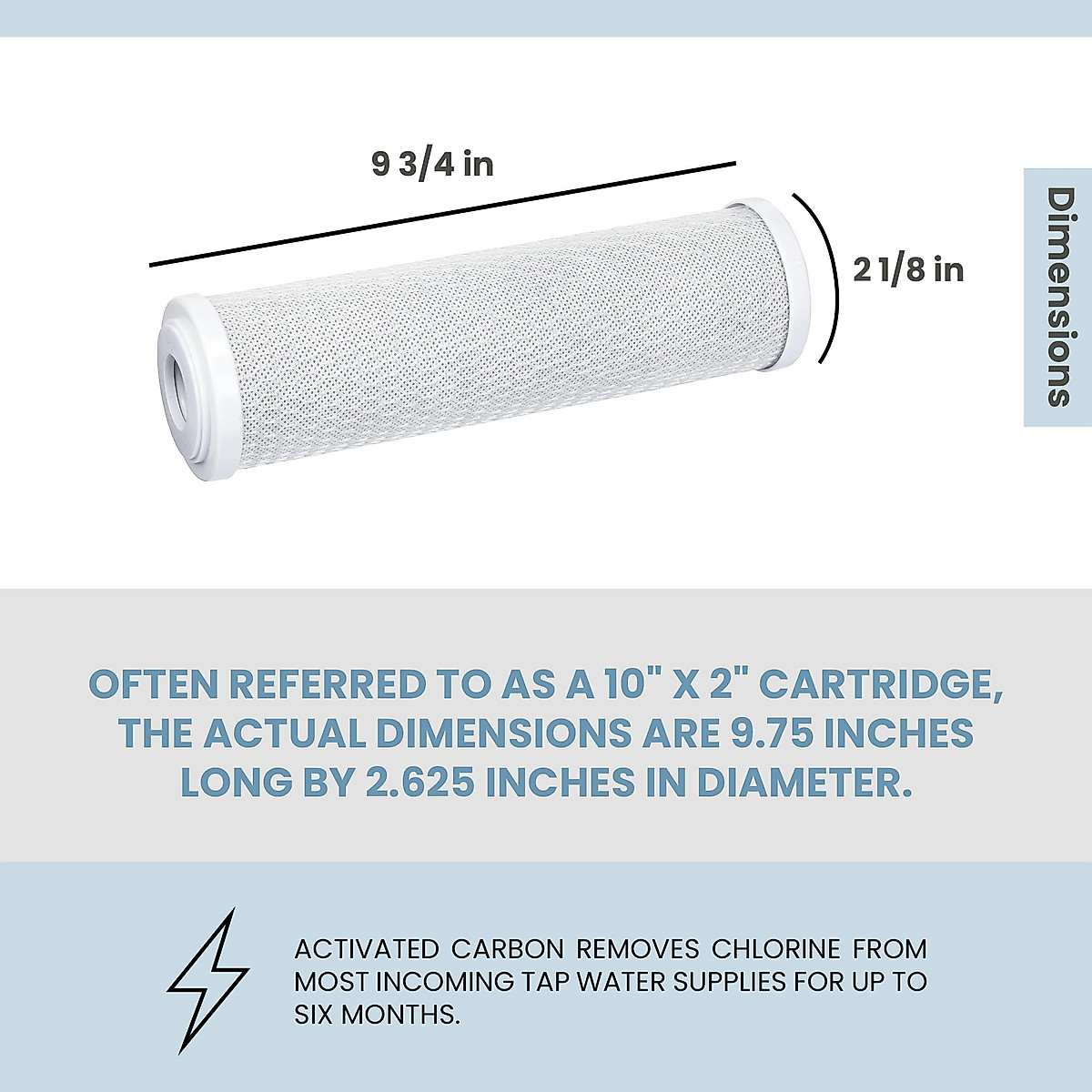 Aquatic Life 10-Inch Pre Carbon Block Replacement Filter Cartridge for RO-DI System Units for Aquarium