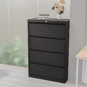 GangMei 4 Drawer Lateral File Cabinet, Metal Lateral File Cabinets with Lock, Legal Size Steel Lateral Filing Cabinet for Office and Home