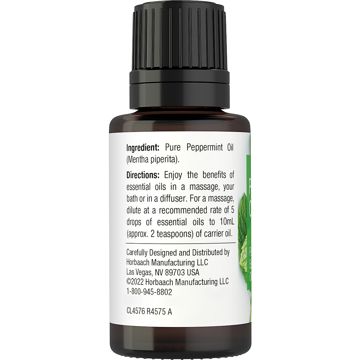 Horbäach Peppermint Essential Oil | .51 fl oz (15mL) | for Massage, Bath & Diffuser