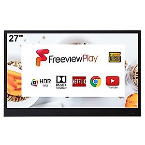 elecsung 27 inch Smart Black TV for Bathroom IP66 Waterproof Android 11.0 System with Integrated HDTV(ATSC) Tuner and Built-in Wi-Fi&Bluetooth