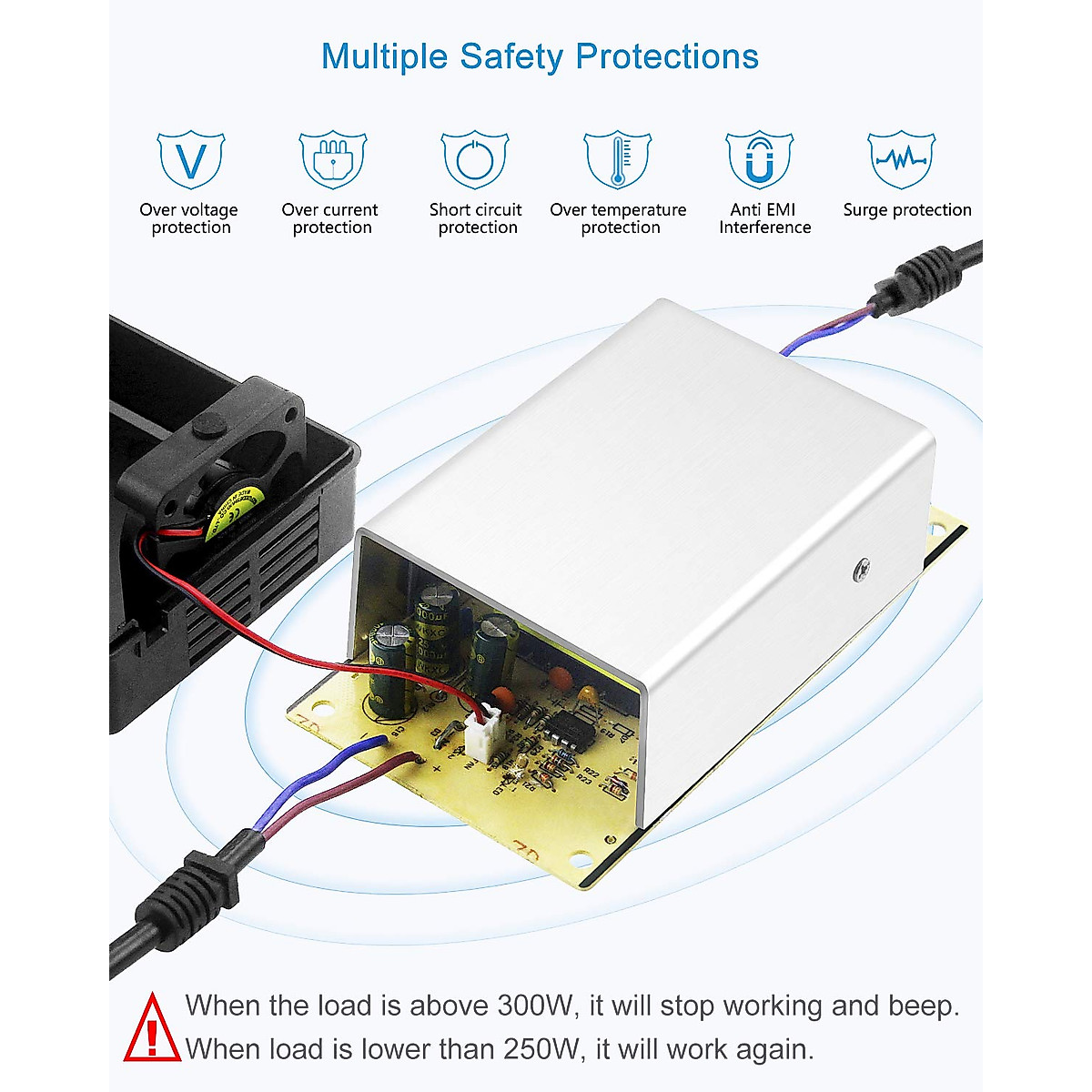 ALITOVE AC to DC Converter 110V to 12V Converter 20.8A 250W with Car Cigarette Lighter Socket 100V~240V AC to DC 12 Volt 20A 18A 15A Power Supply Adapter for Car Refrigerator Tire Inflator Cleaner