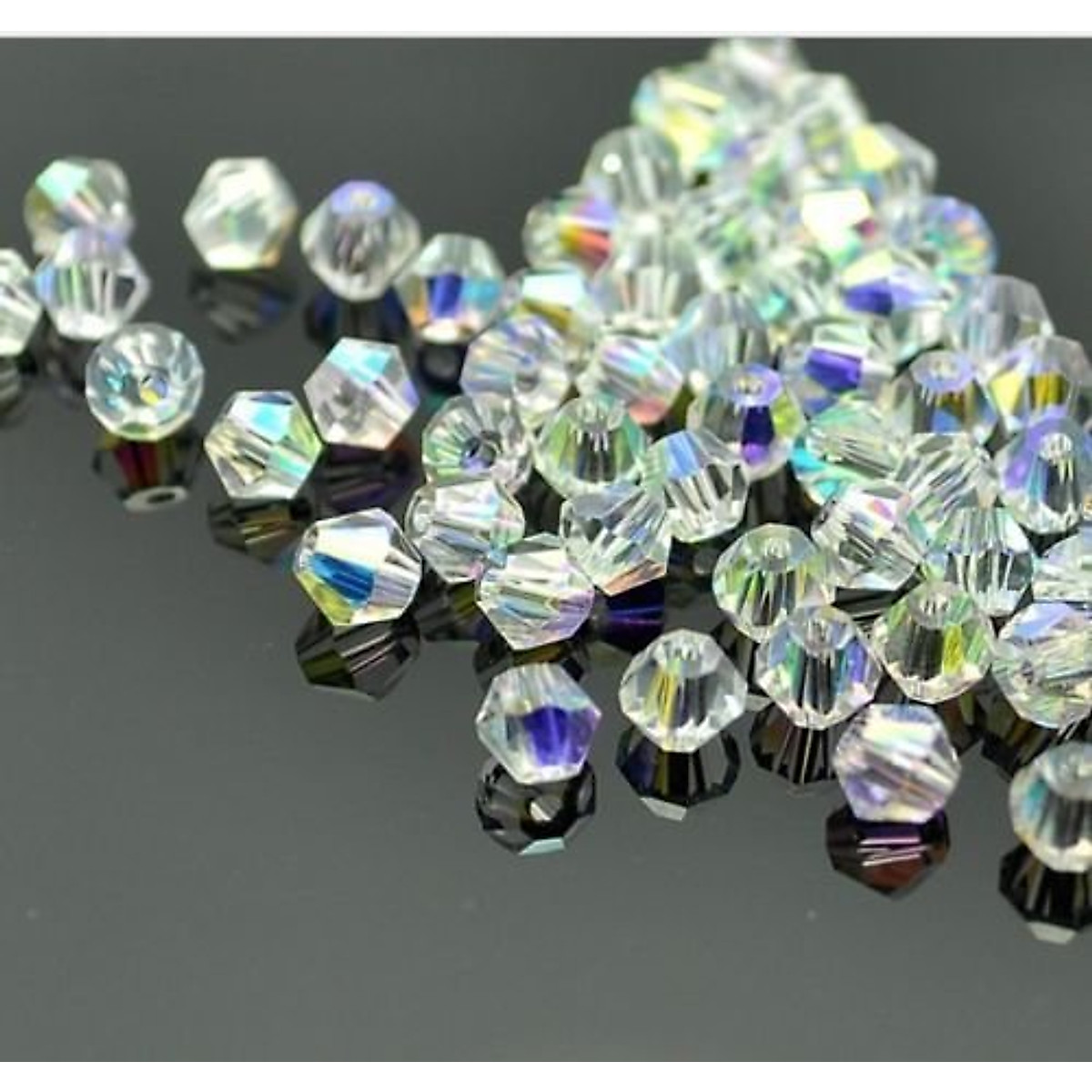 XinBoWen DIY 4mm 1000Pcs Bulk Faceted Bicone Crystal Glass Beads with Container Box Beads for Making Jewelry (White)