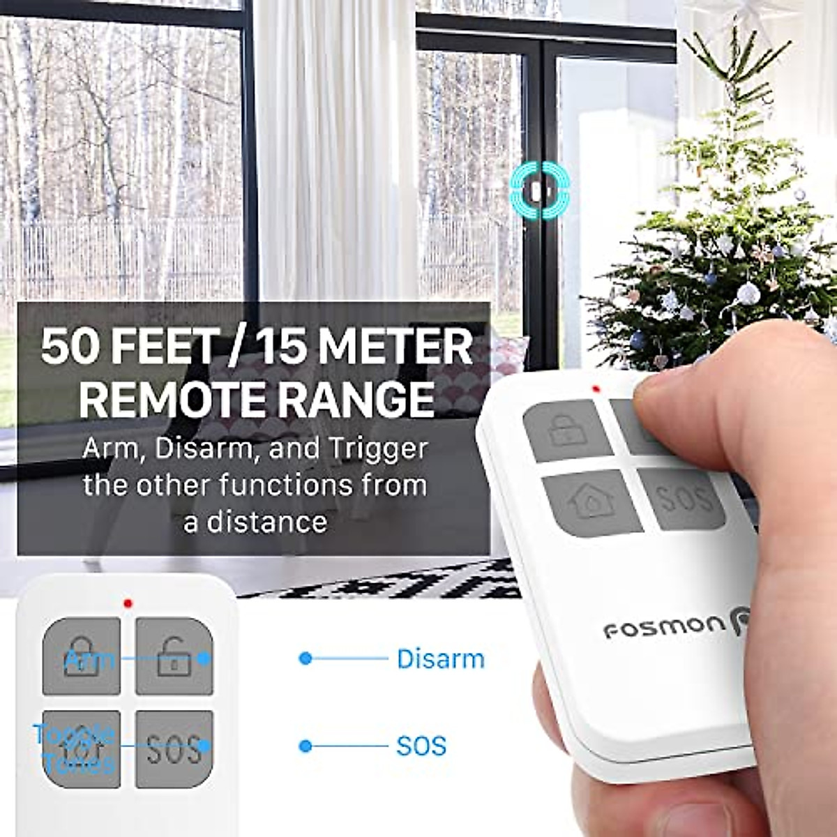 Fosmon Wireless Door Alarms for Home Security with Remote, Battery-Powered 130dB Door and Window Sensor Alarms for Kids Safety, Dementia Patients, Pool Door - 2 Pack