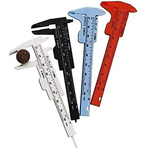 4pcs 0-80mm Double Rule Scale Plastic Vernier Caliper Measuring Student Mini Tool Ruler（White/Blue/Black/red）